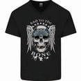 Black Bad To The Bone Skull Angel Graphic V-Neck Cotton T-Shirt Casual ...