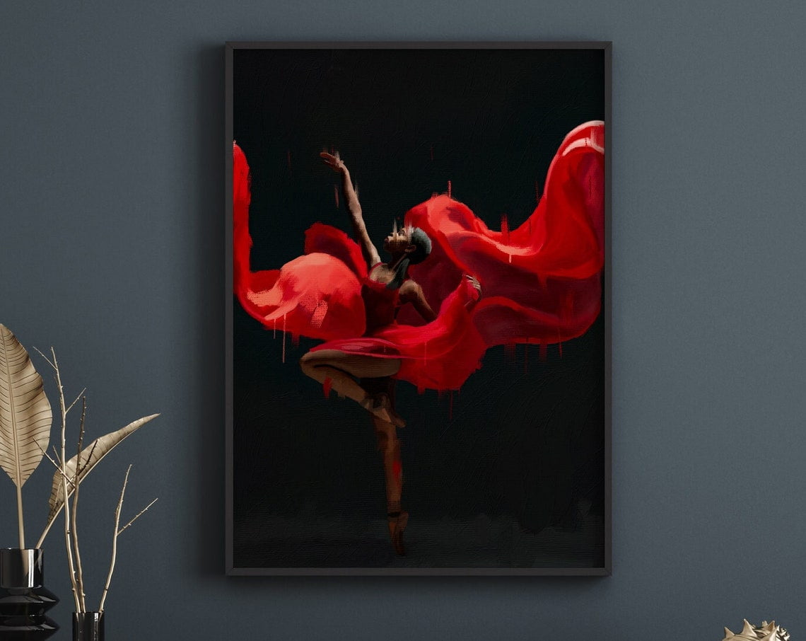 Black Ballerina Art Poster, Black Woman, Black Art, Woman Dancer, Black Girl Print Poster Wall ...