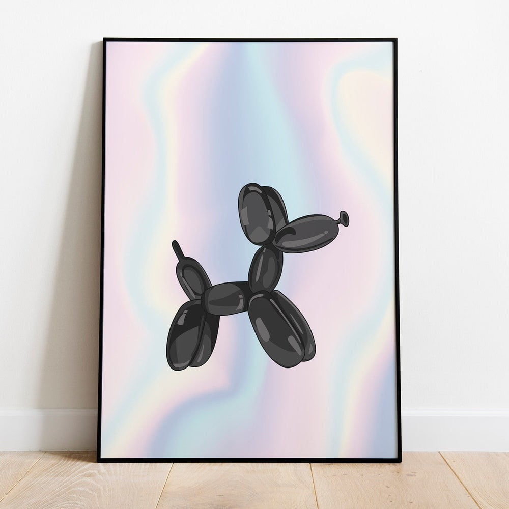 Black Balloon Dog Print On Photo Paper Print Wall Art - Home Decor ...
