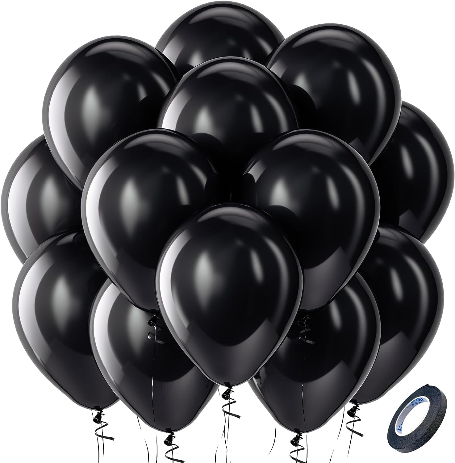 Black Balloons Latex Party Balloons - 100 Pack 12 Inch Round Helium ...