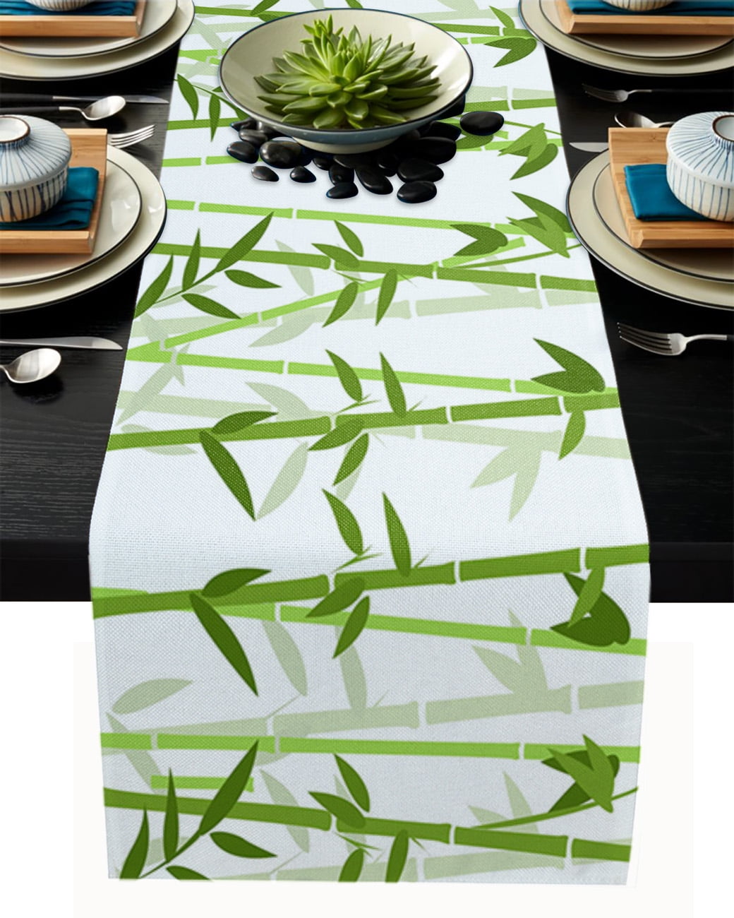Black Bamboo Bamboo Leaves Table Runner Wedding Table ration Home r ...