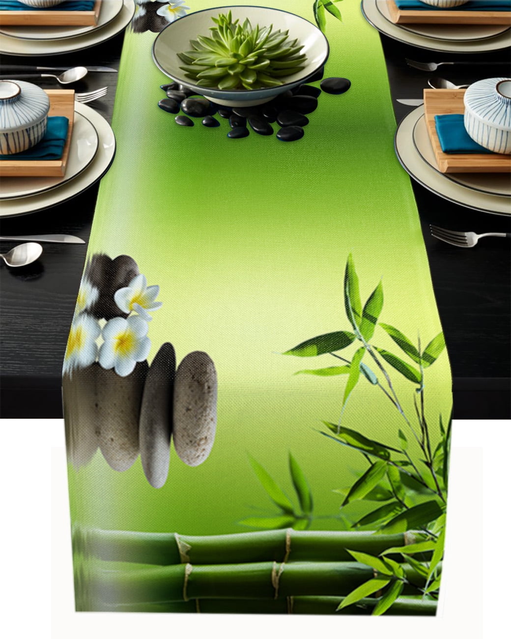 Black Bamboo Bamboo Leaves Table Runner Wedding Table ration Home r ...