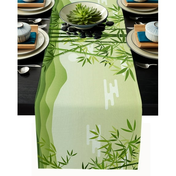Black Bamboo Bamboo Leaves Table Runner Wedding Table ration Home r Kitchen Table Runners And ...