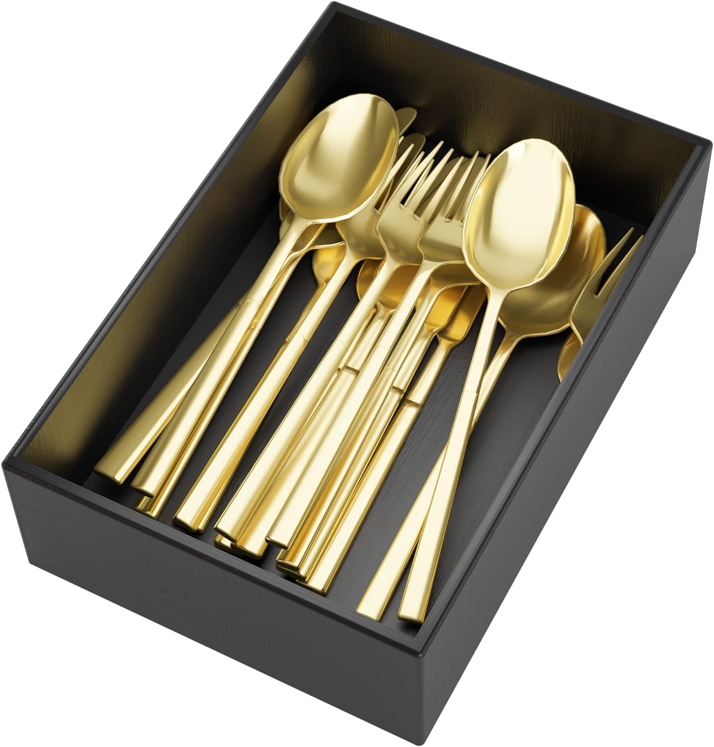 Black Bamboo Drawer Organizer - Silverware&Utensil Holder Organizer for ...
