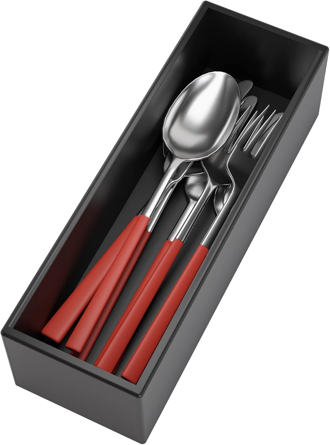 Black Bamboo Drawer Organizer - Silverware&Utensil Holder Organizer for ...