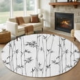 Black Bamboos 6FT Round Area Rugs for Living Room Minimalist Bamboos ...