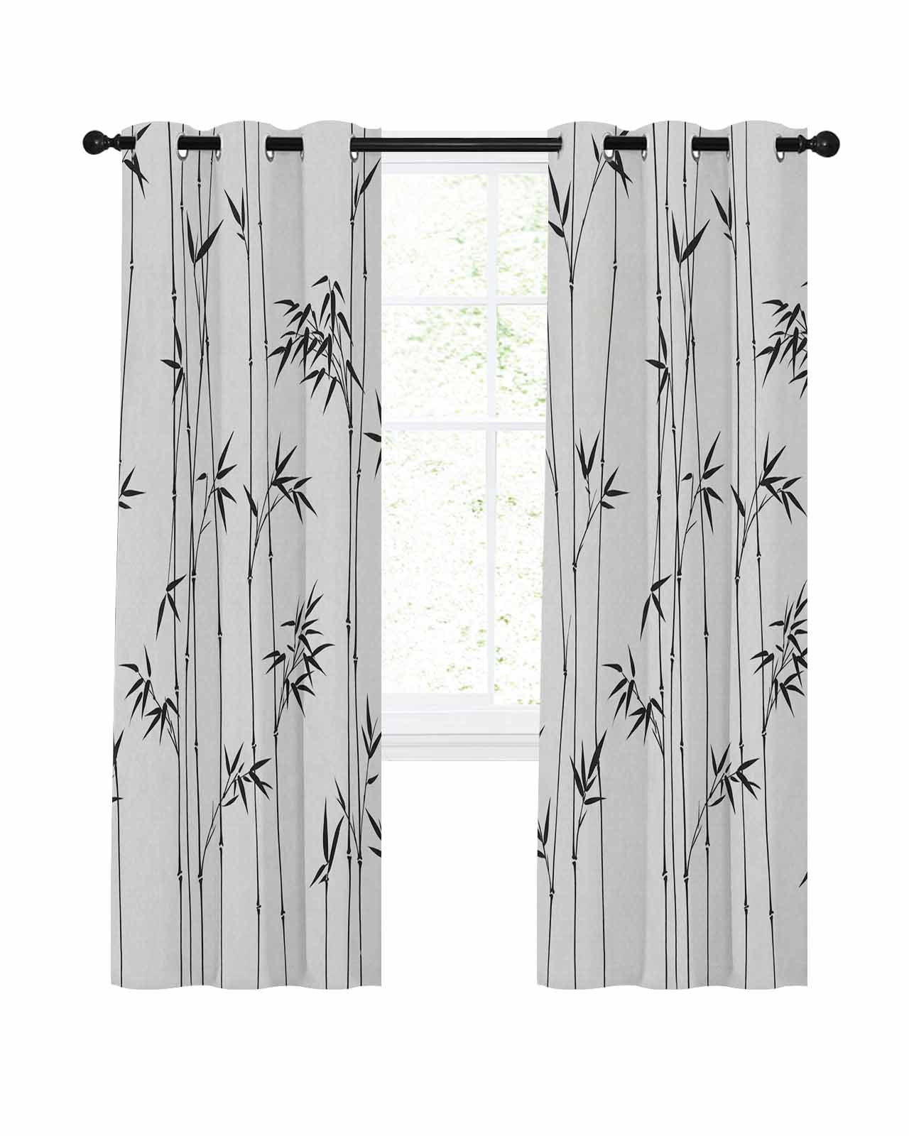 Black Bamboos Blackout Curtains for Bedroom Living Room, Minimalist ...