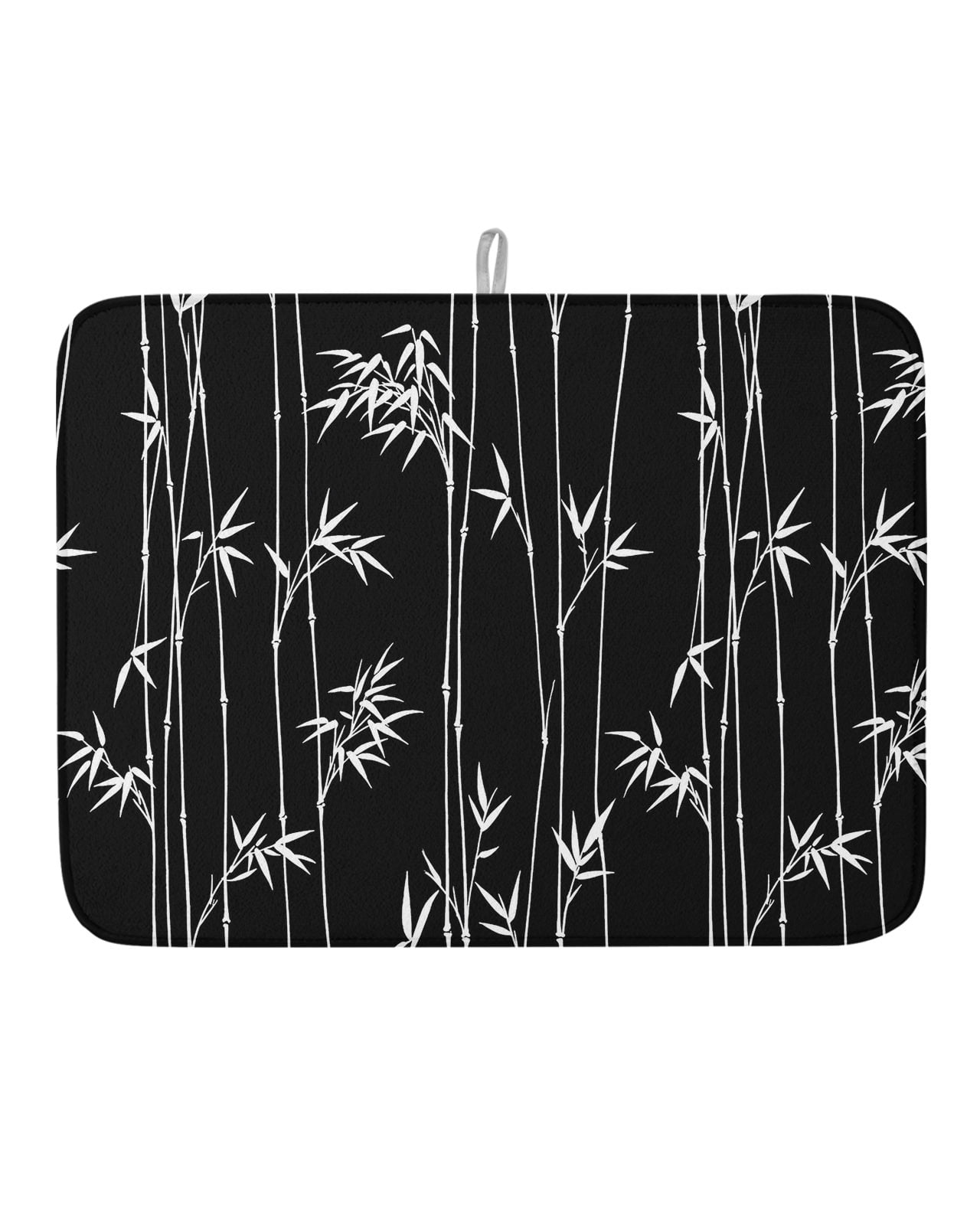 Black Bamboos Dish Drying Mat 18x24 inch Minimalist White Bamboos Stems ...