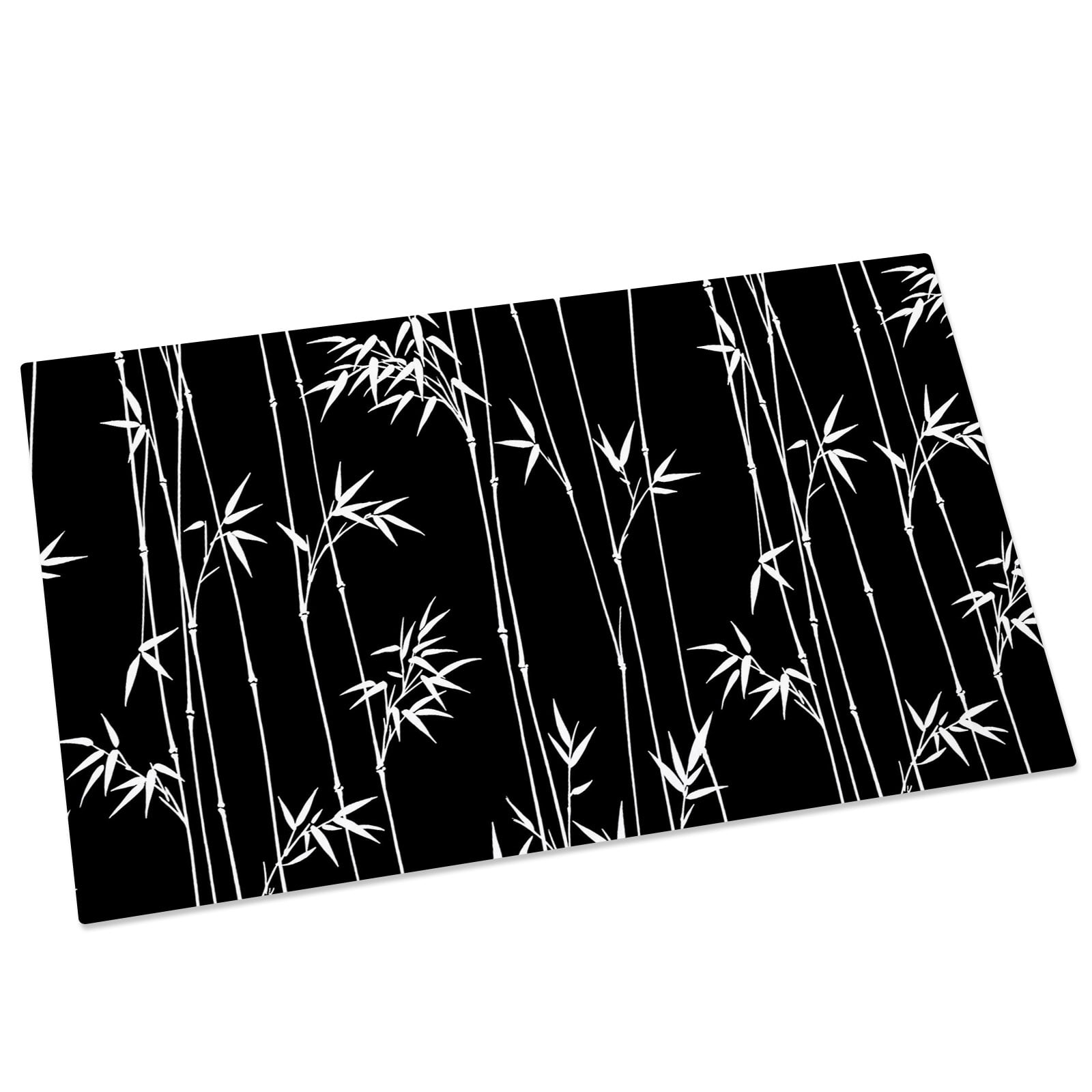 Black Bamboos Door Mat 16x24 Inch Minimalist White Bamboos Stems Leaf ...