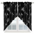 Black Bamboos Swag Valances for Windows 2 Pack Minimalist White Bamboos ...