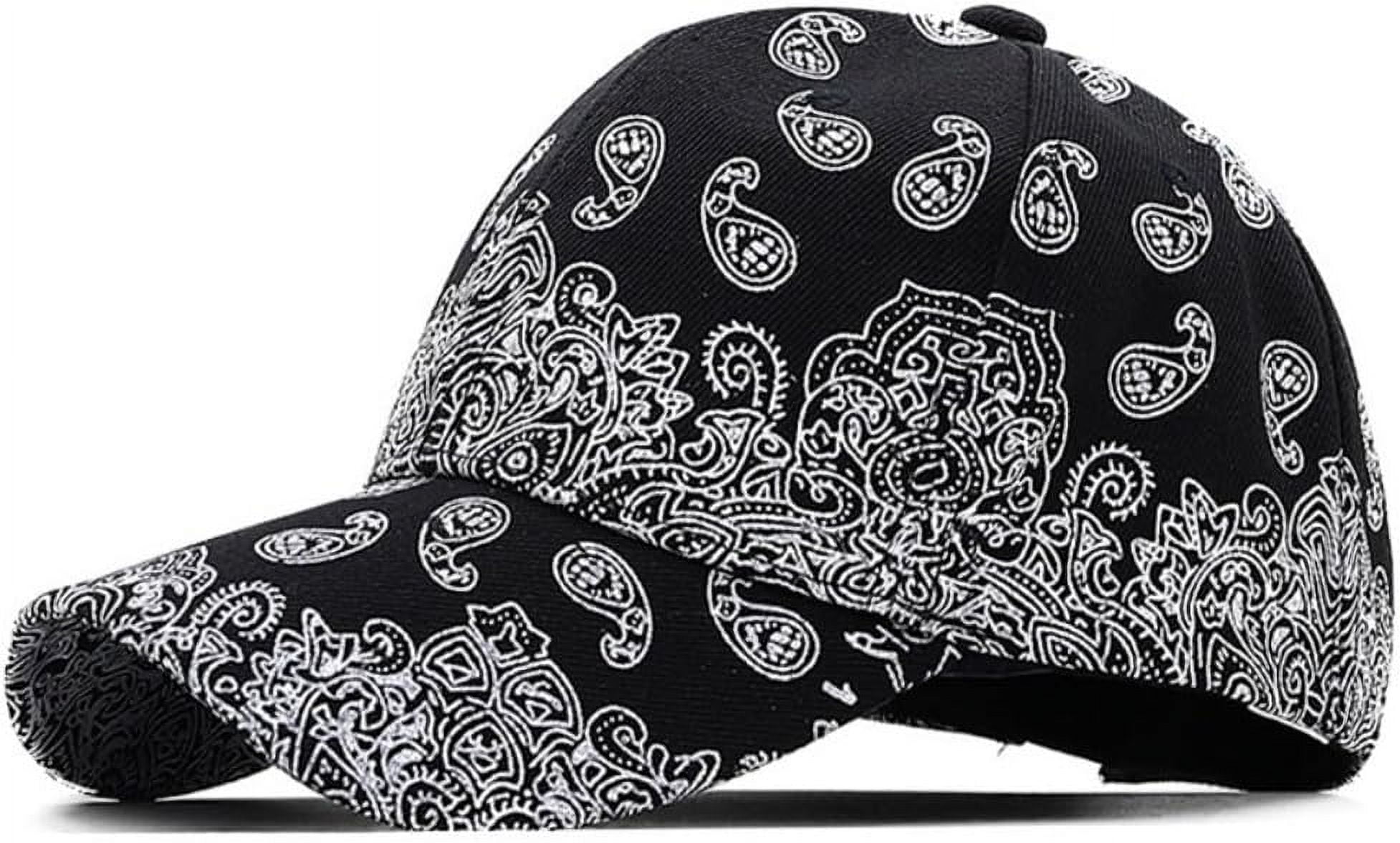 Black Bandana Baseball Cap for Men Women Adjustable Hip Hop Paisley Hat ...