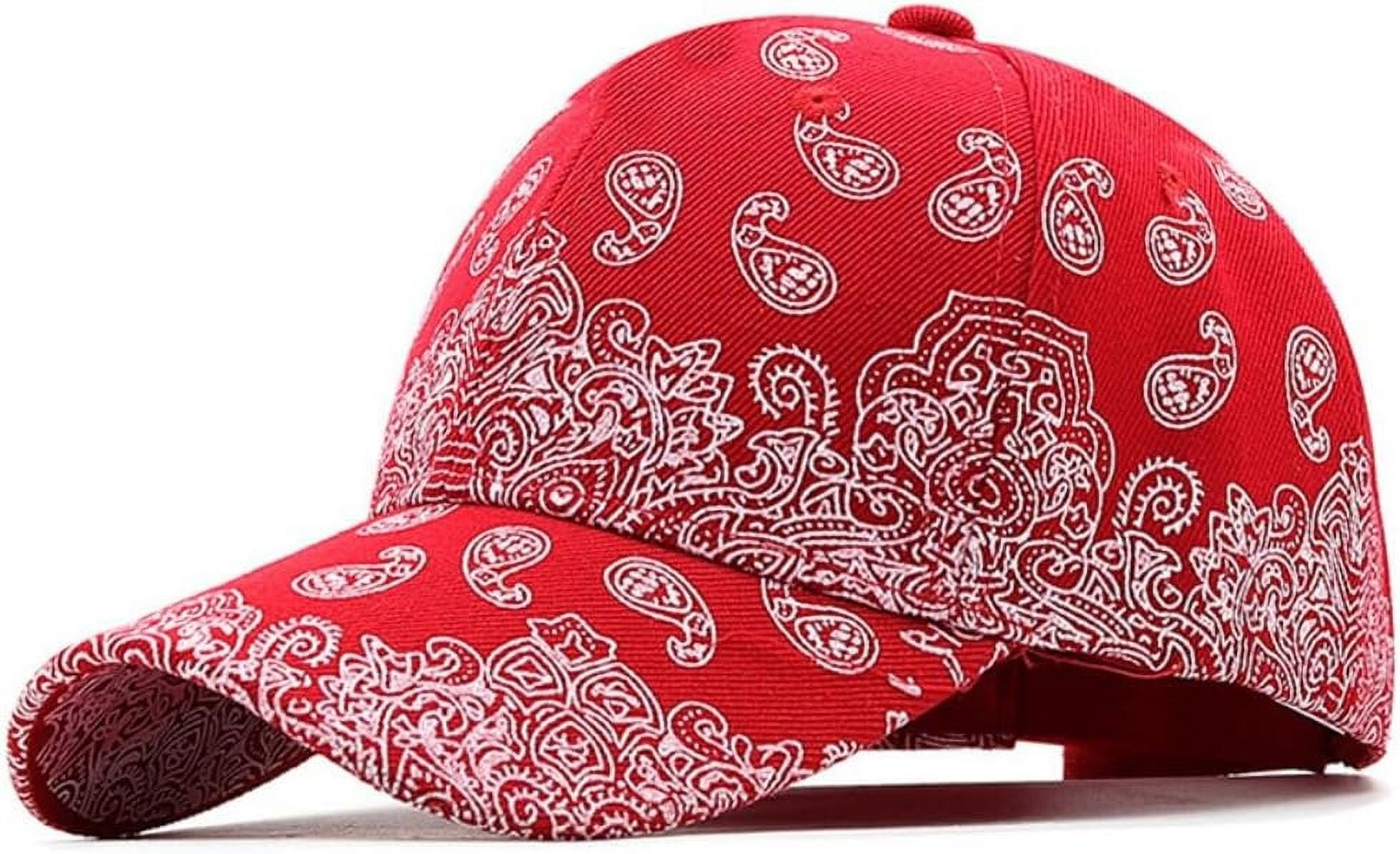 Black Bandana Baseball Cap for Men Women Adjustable Hip Hop Red Paisley ...