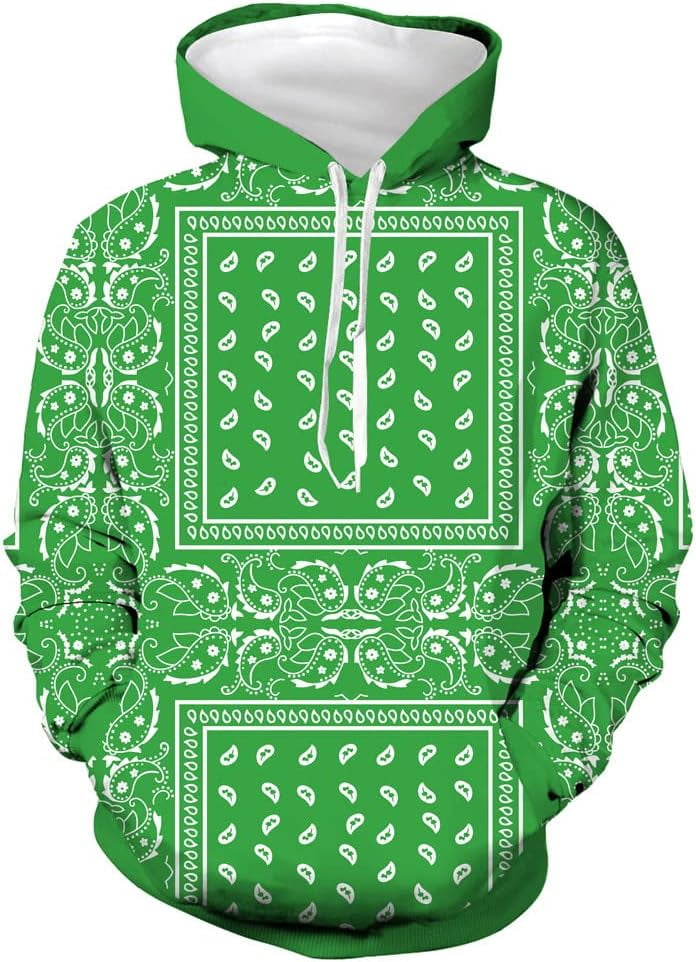 Black Bandana Hoodie for Men Women Black Bandanas Print Clothing ...