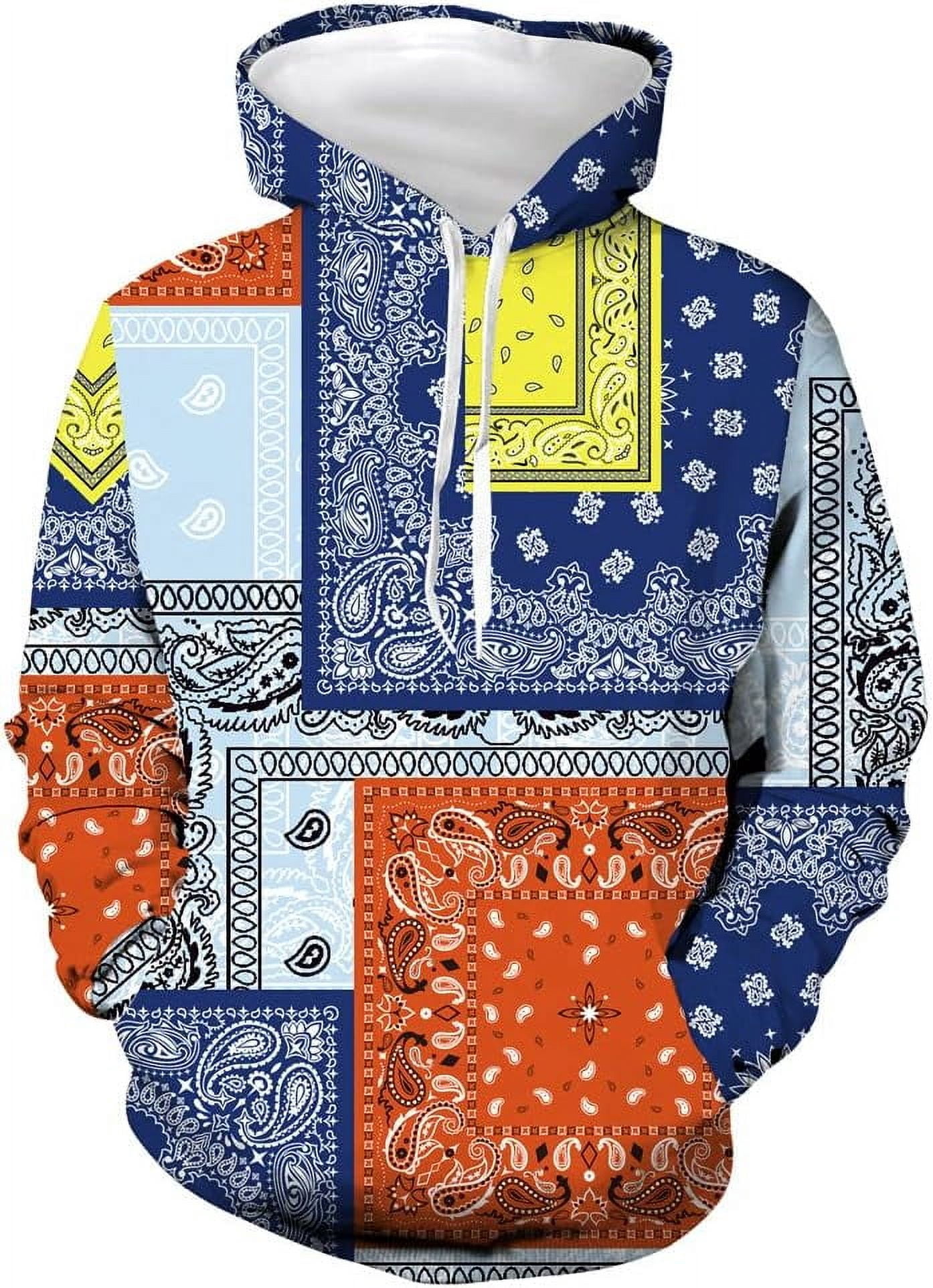 Black Bandana Hoodie for Men Women Black Bandanas Print Clothing ...