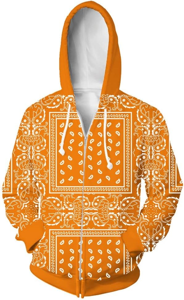 Black Bandana Hoodie for Men Women Black Bandanas Print Clothing ...