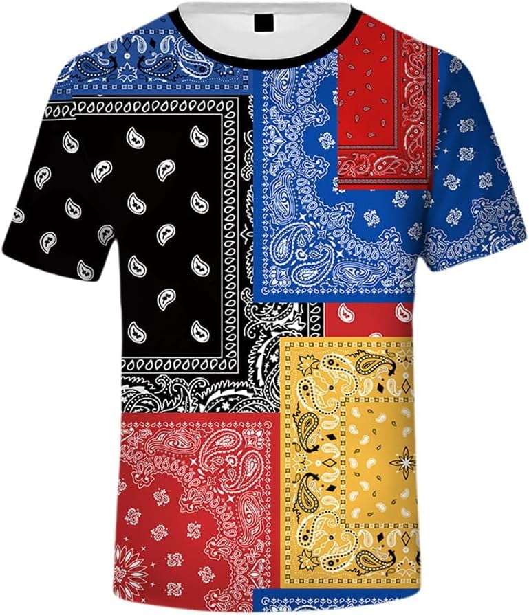 Black Bandana Shirts for Men Women Blue Paisley Bandanas Print Clothing ...