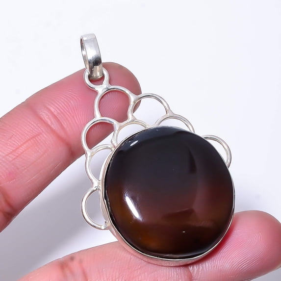 Black Banded Agate - Botswana Handmade 925 Sterling Silver Pendant 2.18 ...