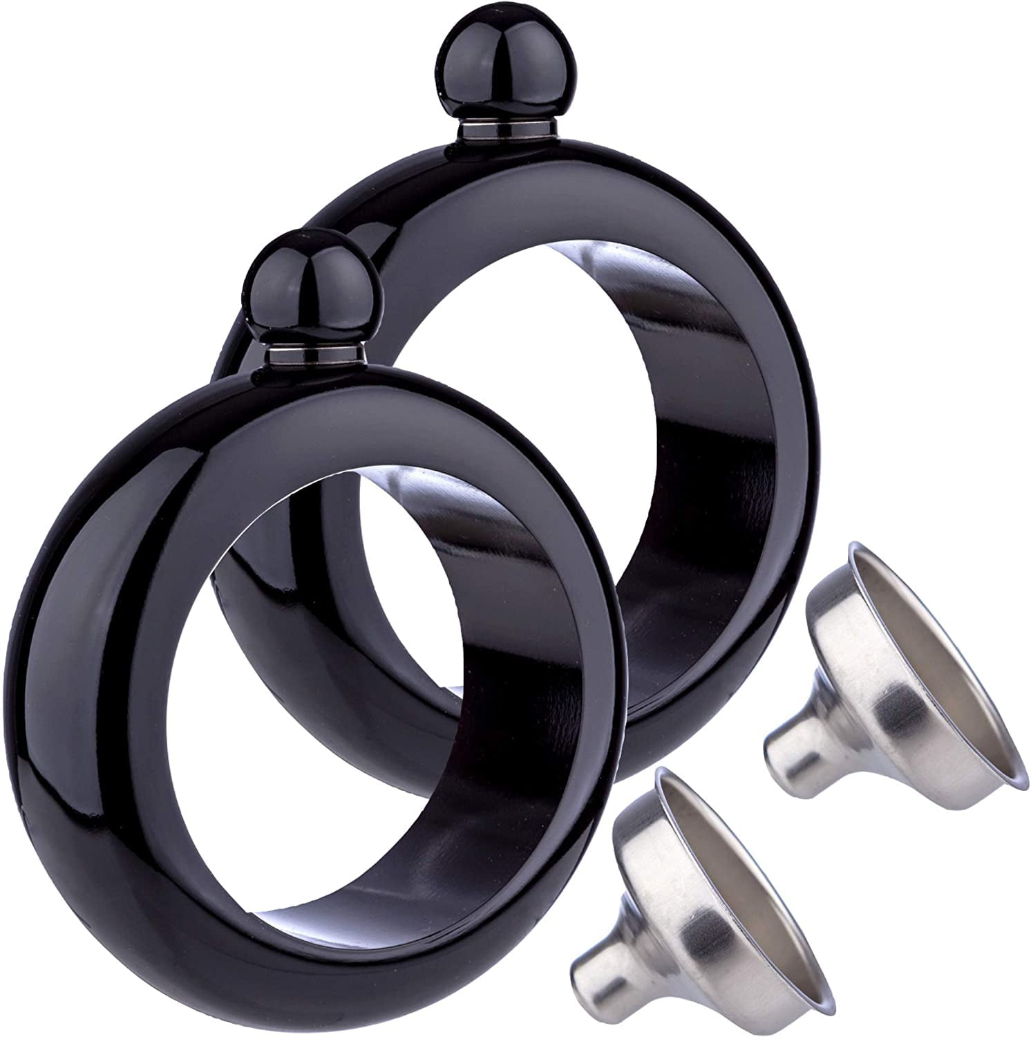 Black Bangle Bracelet Wine/Alcohol 3.5 oz Flasks - Stainless Steel ...