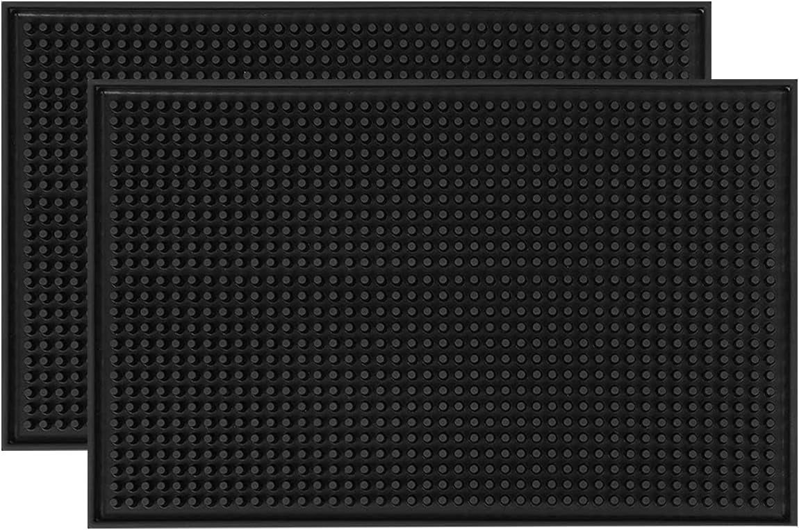 Black Bar Mats Set of 2 - Drying, Durable & Stylish Spill Mats for Bars ...