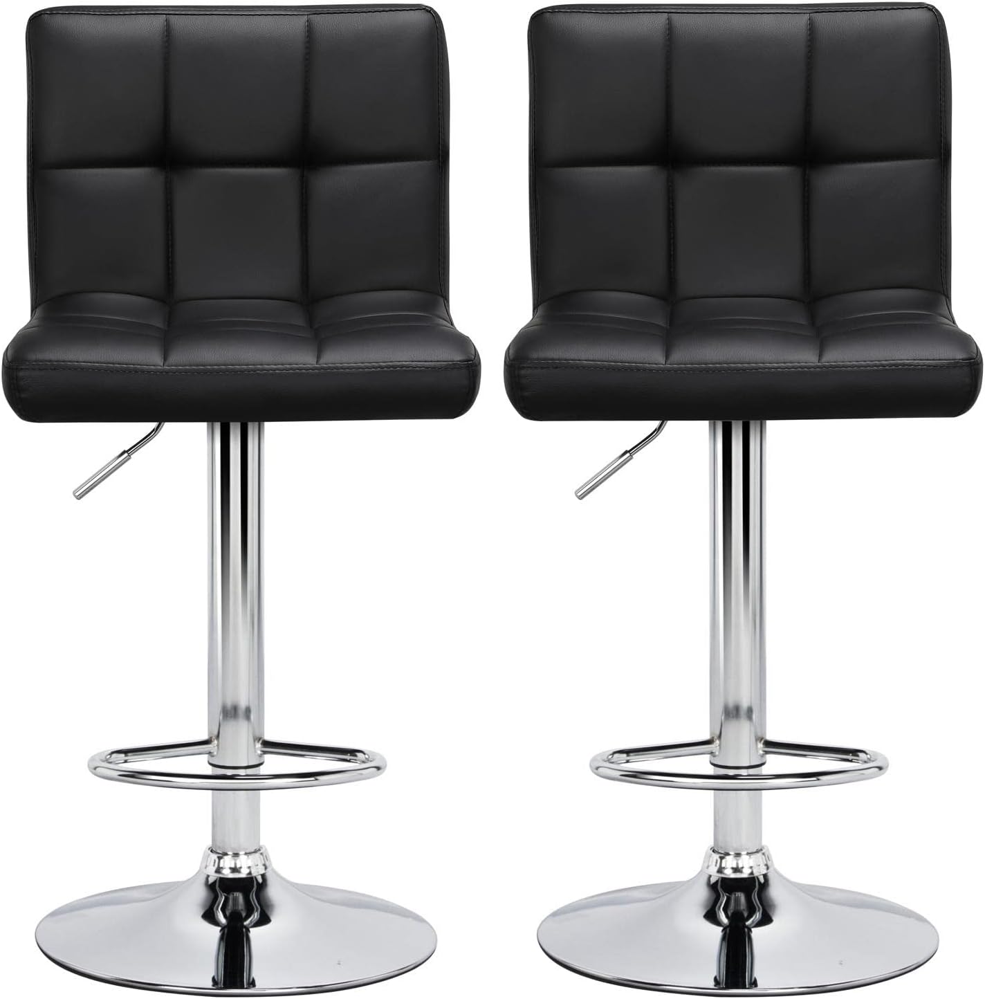 Black Bar Stools, Adjustable Modern Barstools, Swivel PU Leather Stool ...