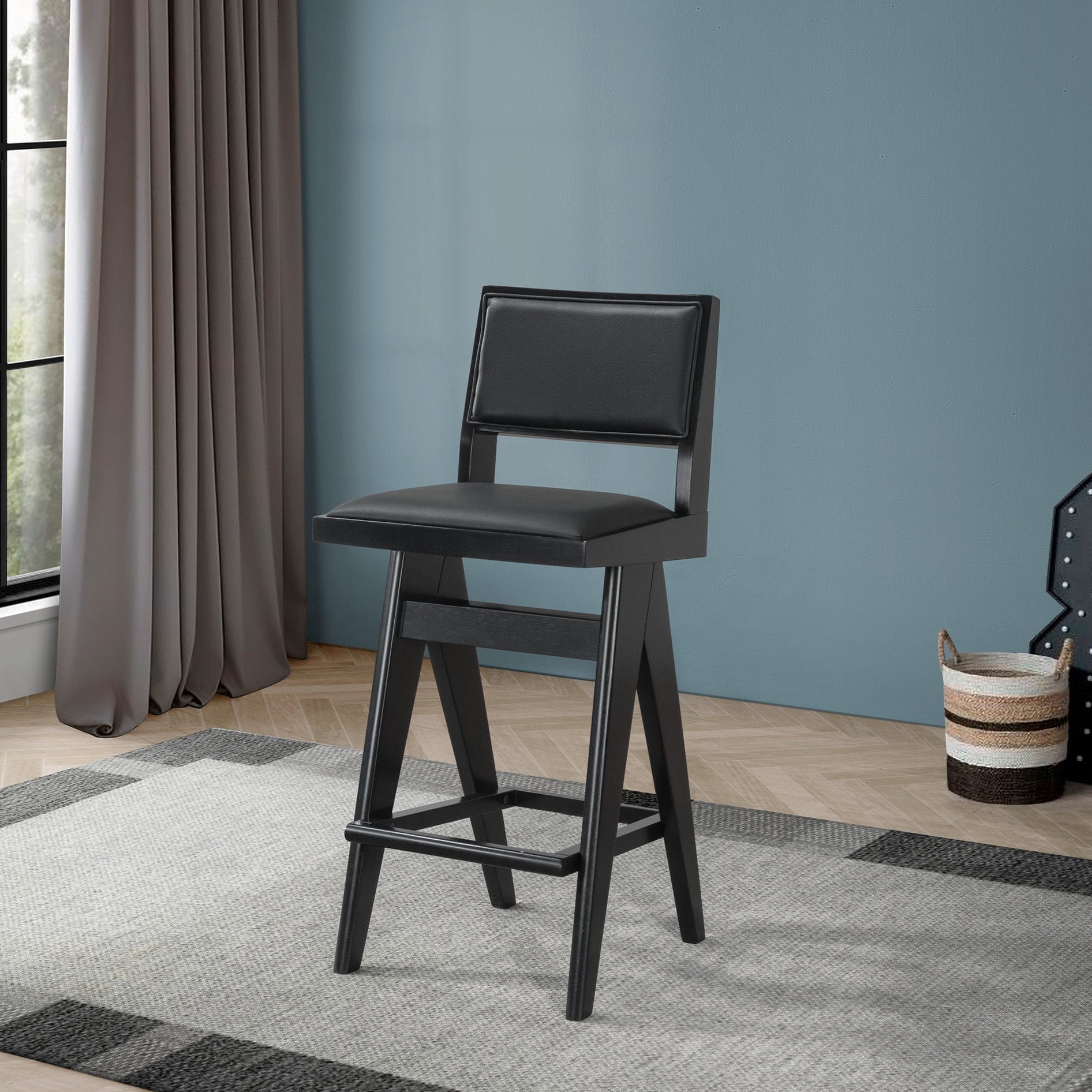 Black Bar Stools | Mid-Century Modern Style for Interior Decor | Solid ...