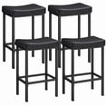 Black Bar Stools Set Of 4, Counter Height Saddle Stools With Curved ...