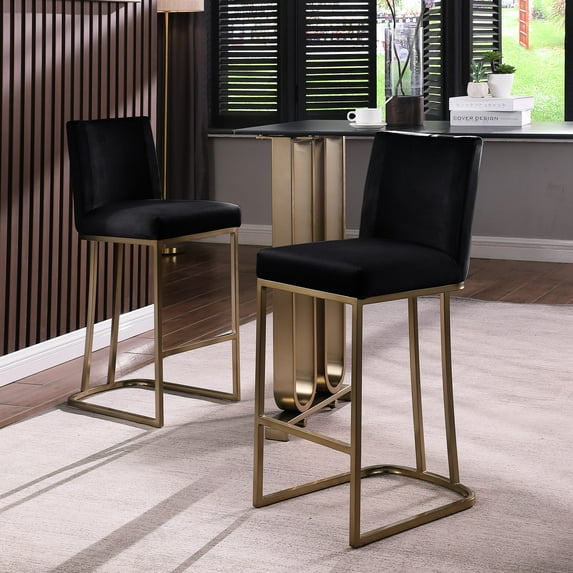 Black Bar Stools Set | Used in Kitchen and Counter | Metal Frame ...