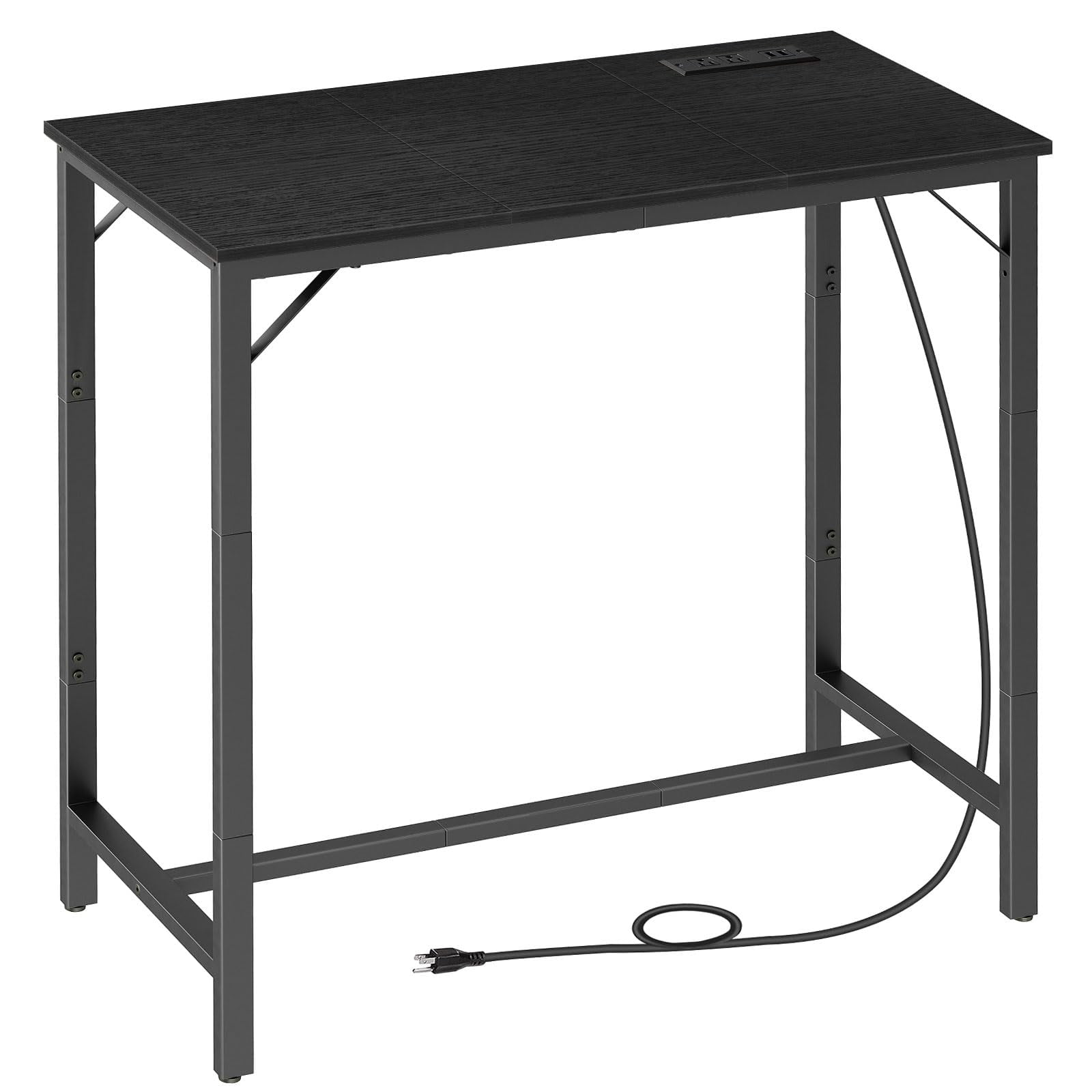 Black Bar Table With Built-In Charging Station Rectangular Pub Table ...