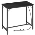 Black Bar Table With Built-In Charging Station Rectangular Pub Table ...