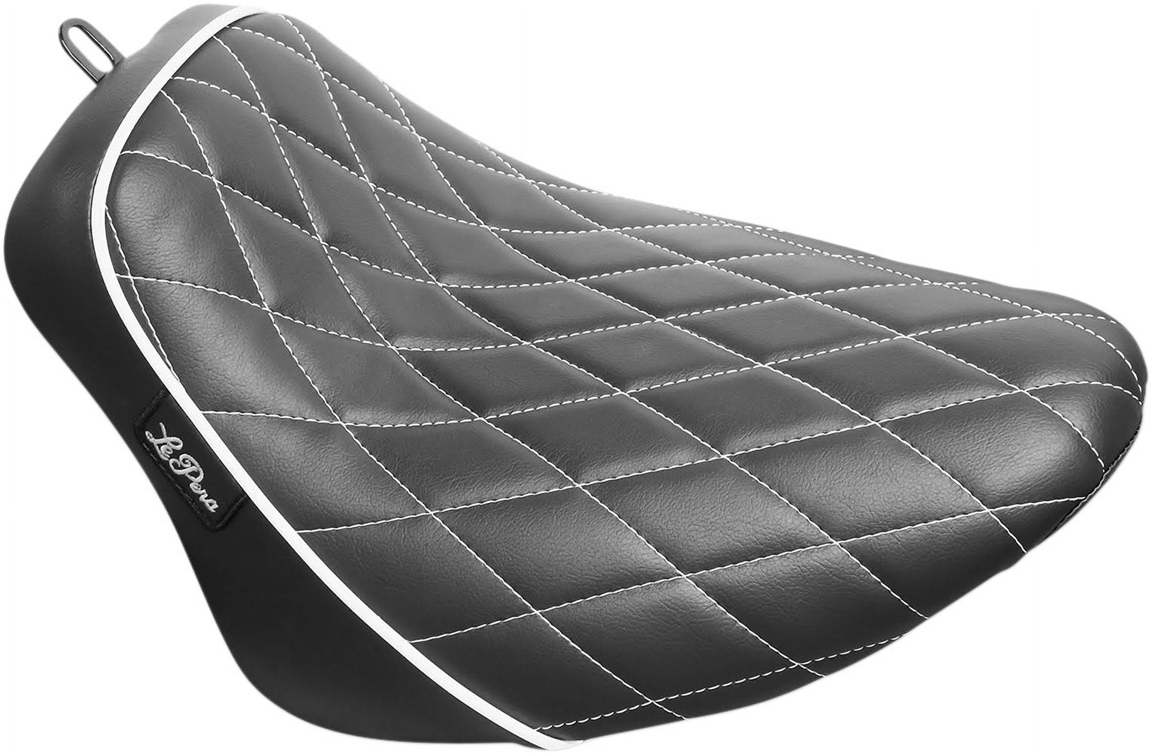 Black Bare Bones White Diamond Stitch Solo Seat w/ White Piping ...