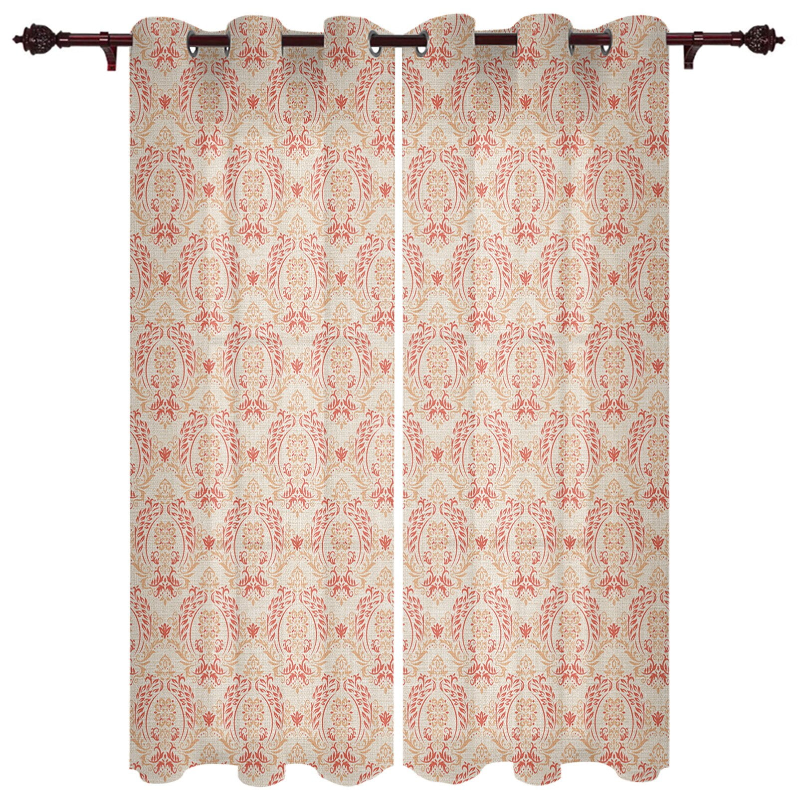 Black Baroque Pattern Window Curtain For Living Room Bedroom Luxury ...