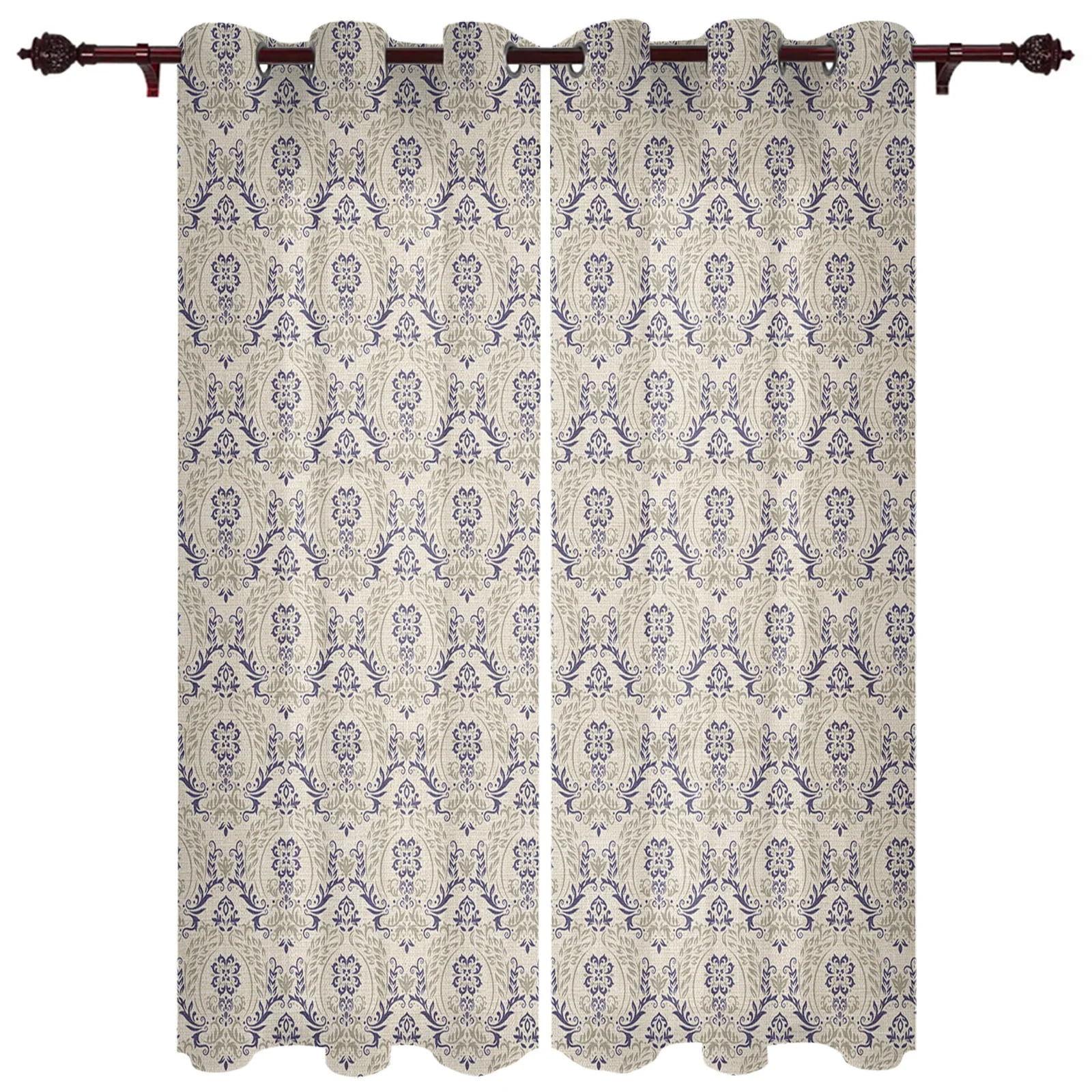 Black Baroque Pattern Window Curtain For Living Room Bedroom Luxury ...