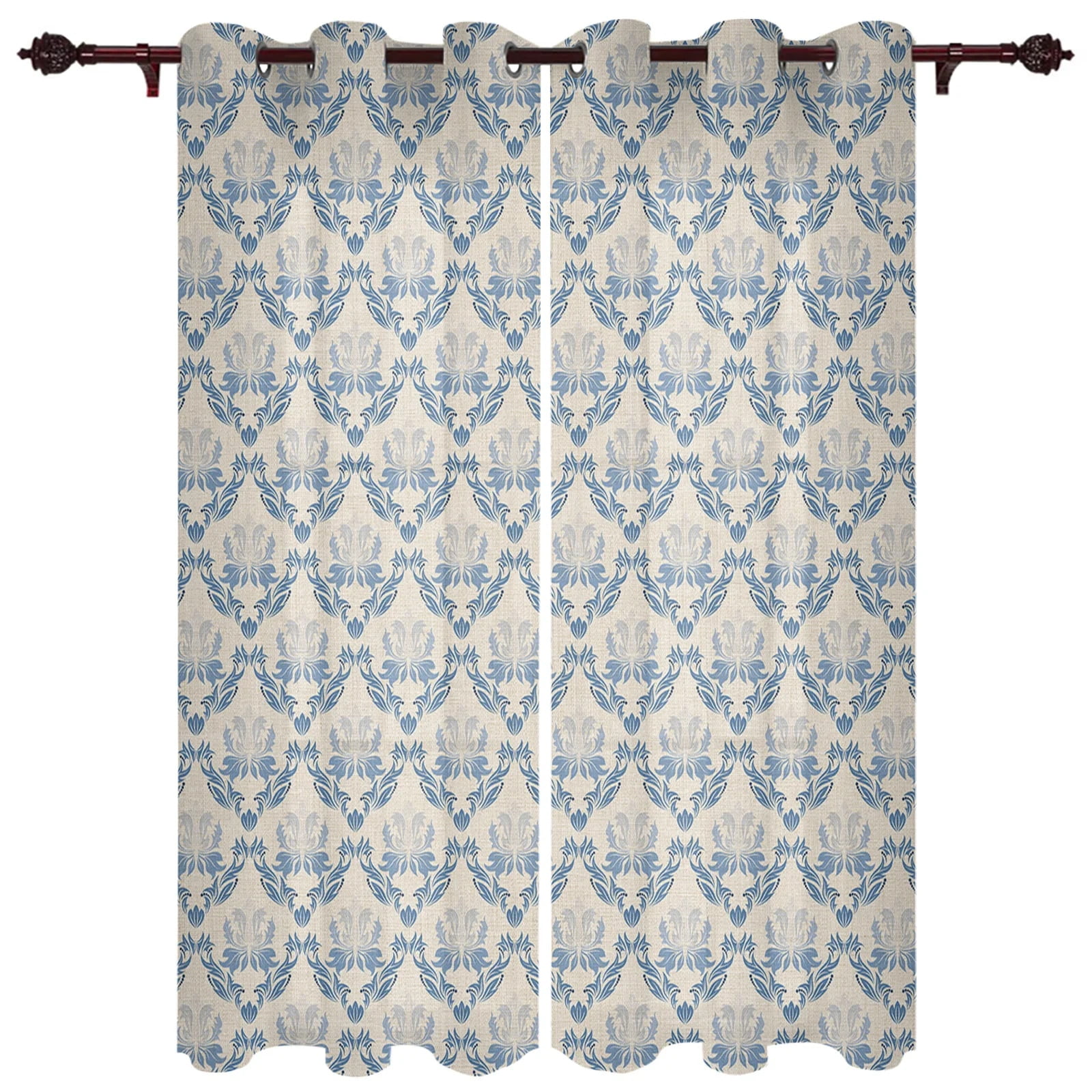 Black Baroque Pattern Window Curtain For Living Room Bedroom Luxury ...