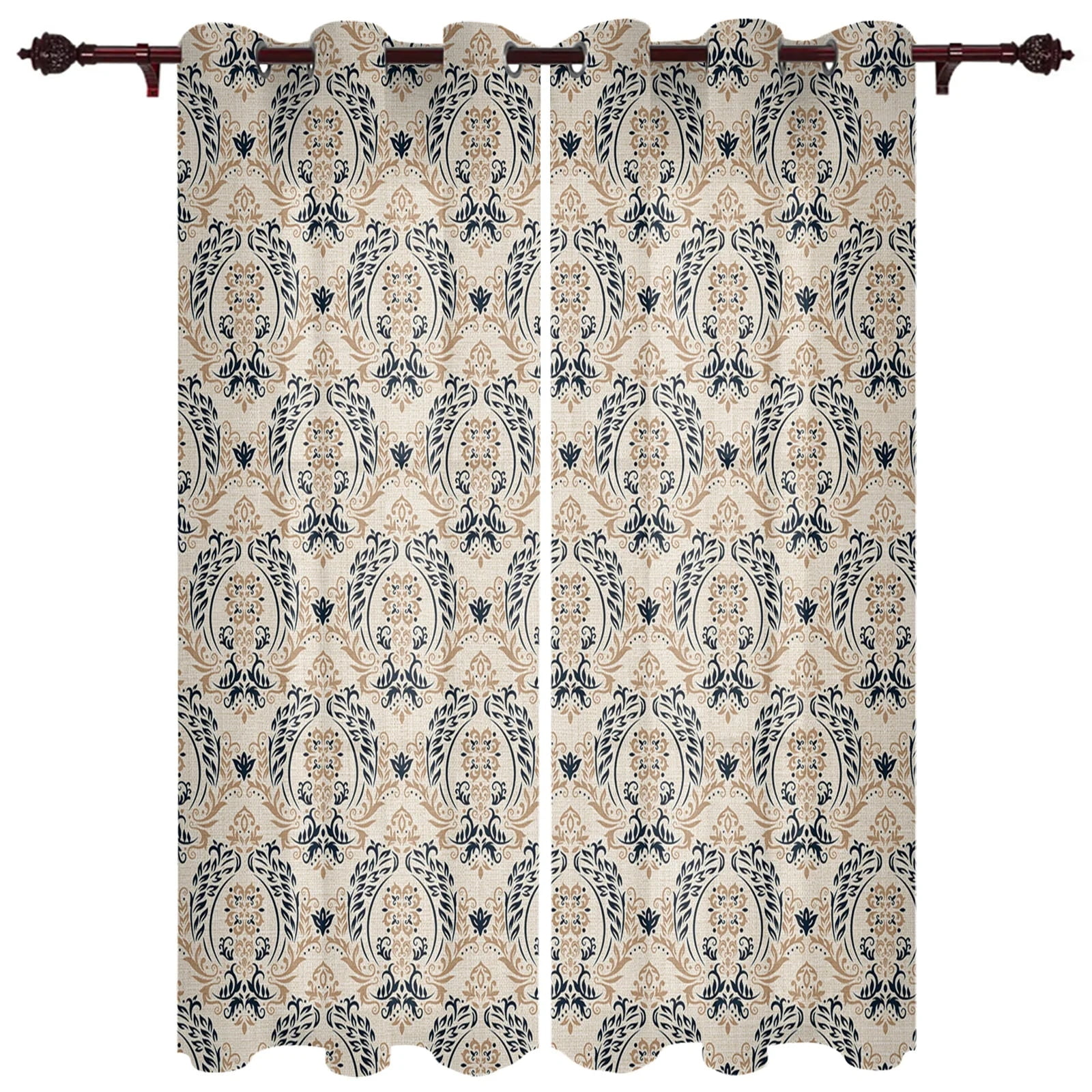 Black Baroque Pattern Window Curtain For Living Room Bedroom Luxury ...