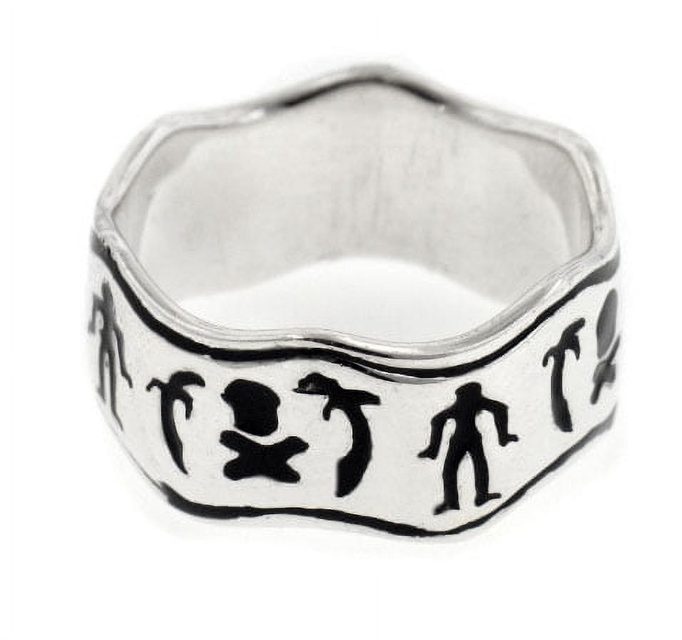 Black Bart Pirate Flag Sterling Silver Wave Band Ring - Walmart.com