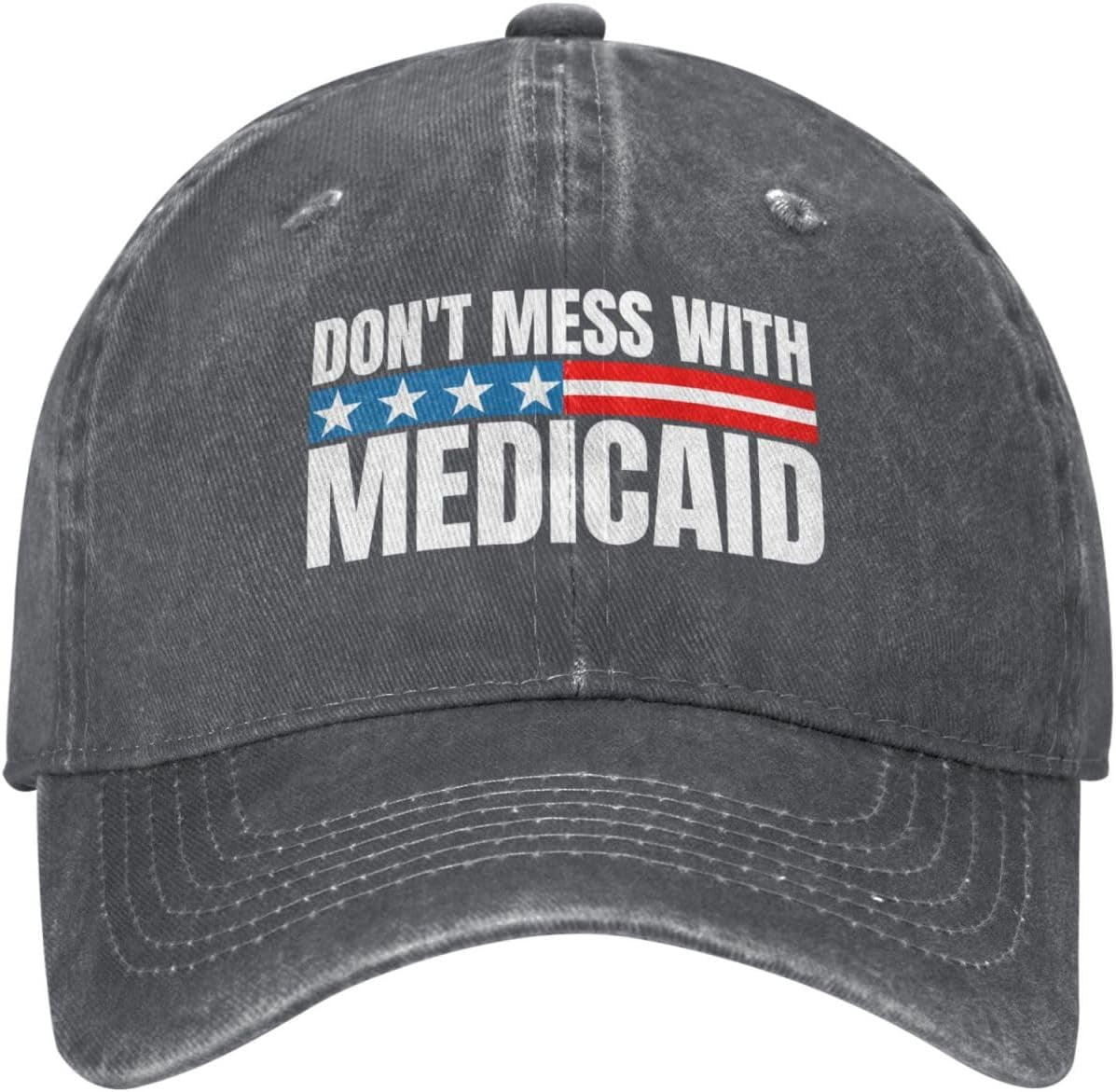 Black Baseball Cap with “Don’t Mess with Medicaid” Slogan Adjustable ...