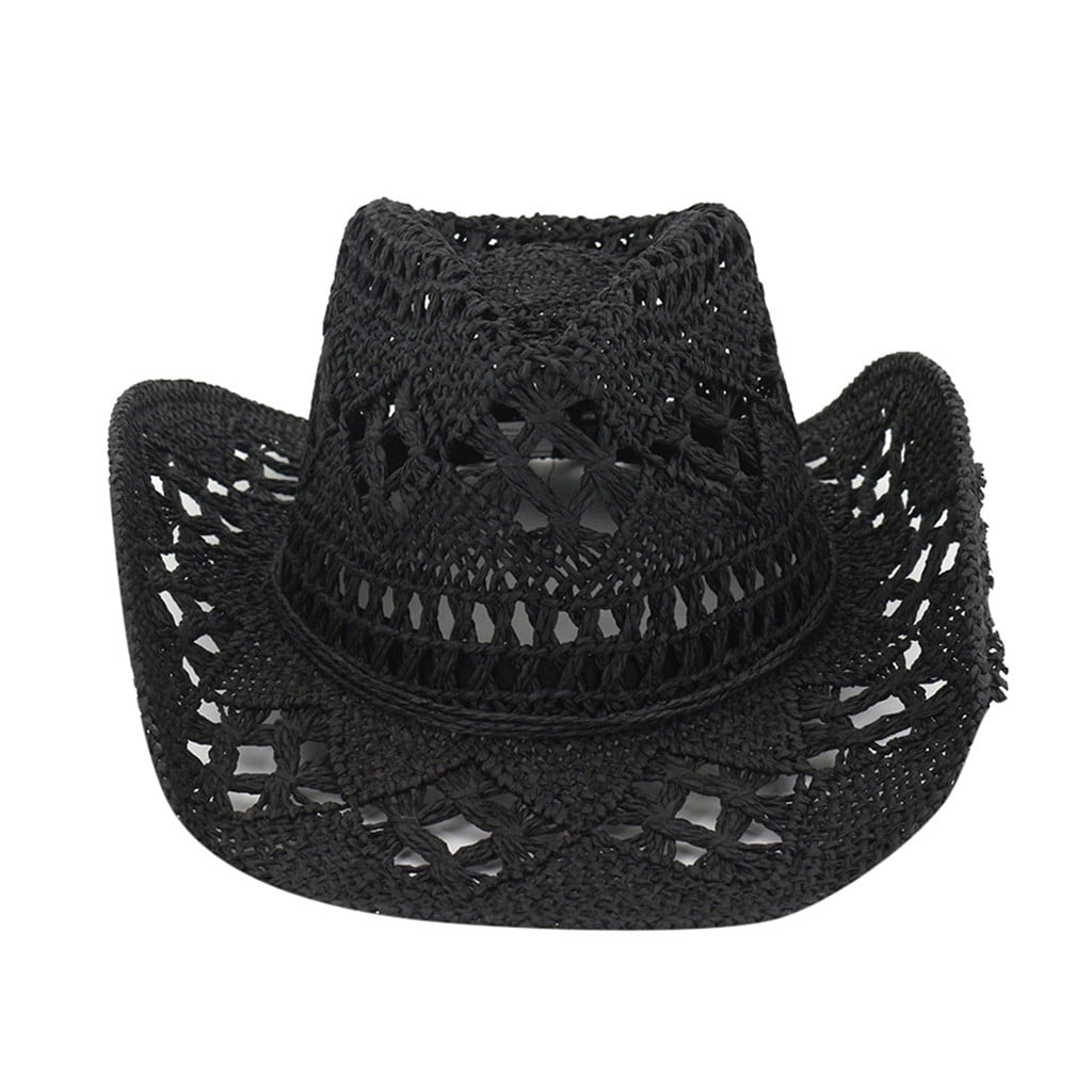 Black Baseball Caps Fashion Lady Foldable Casual Cap Wide Sun Straw Hat ...