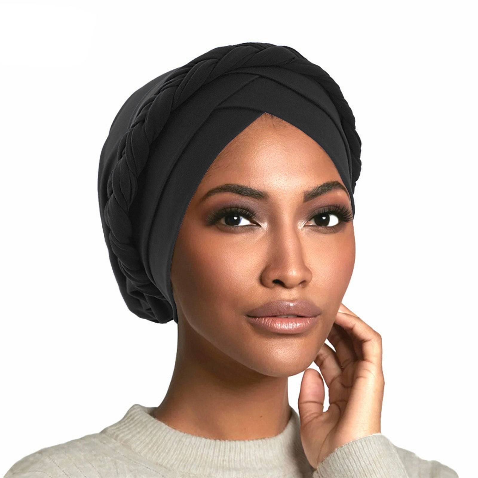 Black Baseball Caps Women Solid Color Hat Cap Ethnic Bohemia Pre Tied ...