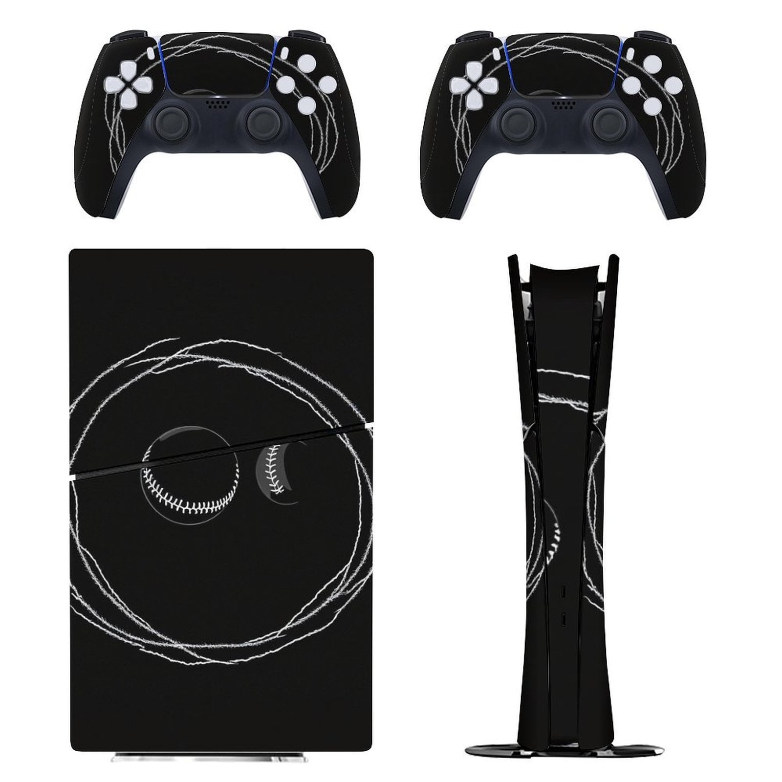Black Baseball Console Skin Bundle for PS5 Pro Slim Disc & Digital ...