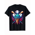Black Baseball Ice Cream Graphic Print Mens Crew Neck T-Shirt, Casual ...