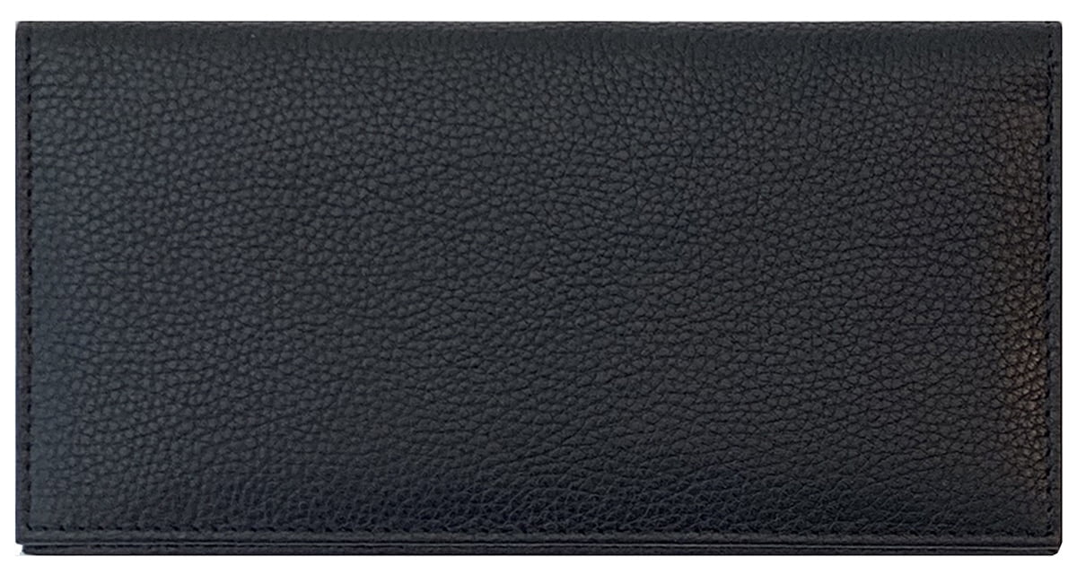 Black Basic Genuine Leather Checkbook Cover with Built-in Writing ...