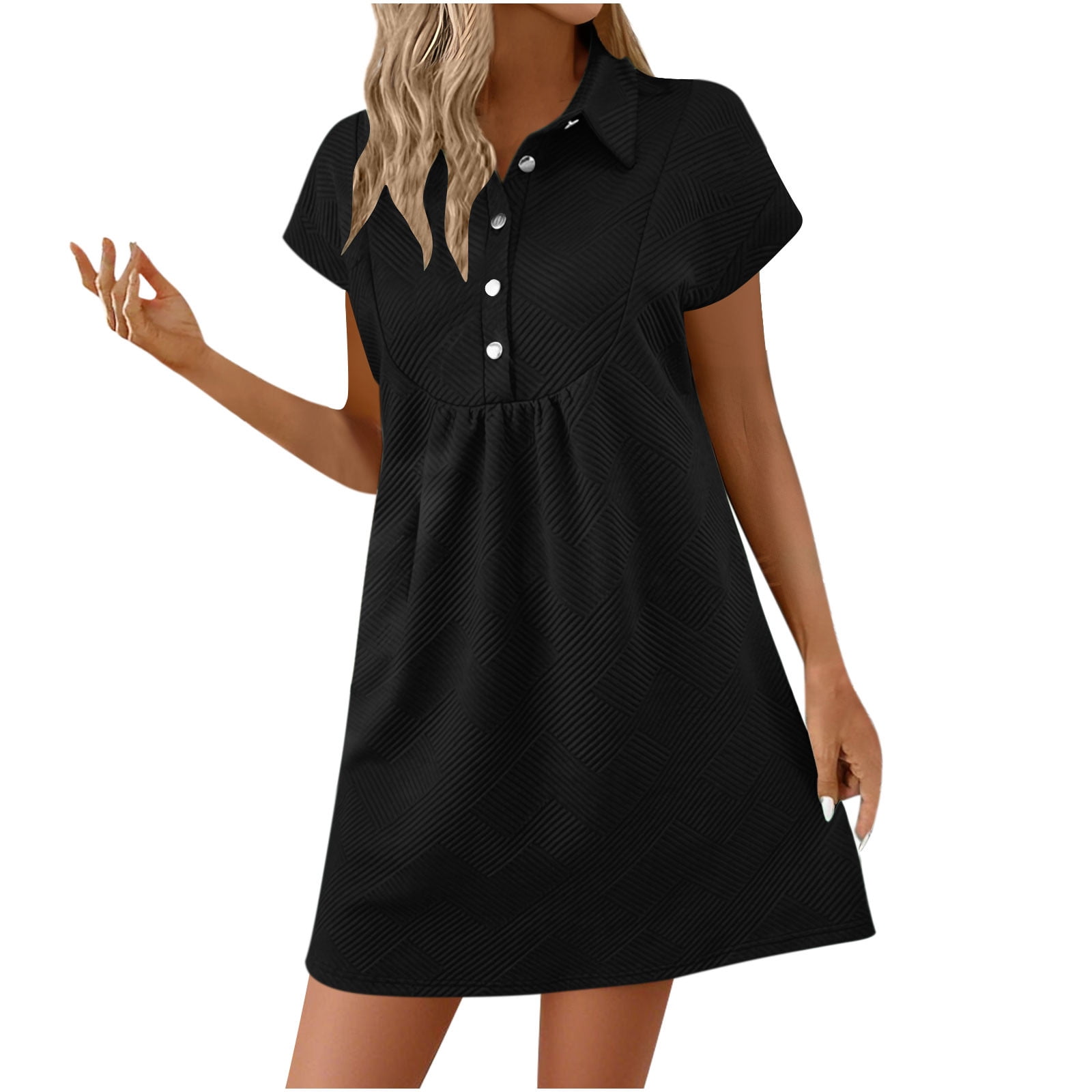 Black Basic Lounge Dresses for Women Summer Fall Short 3/4 Kaftan ...