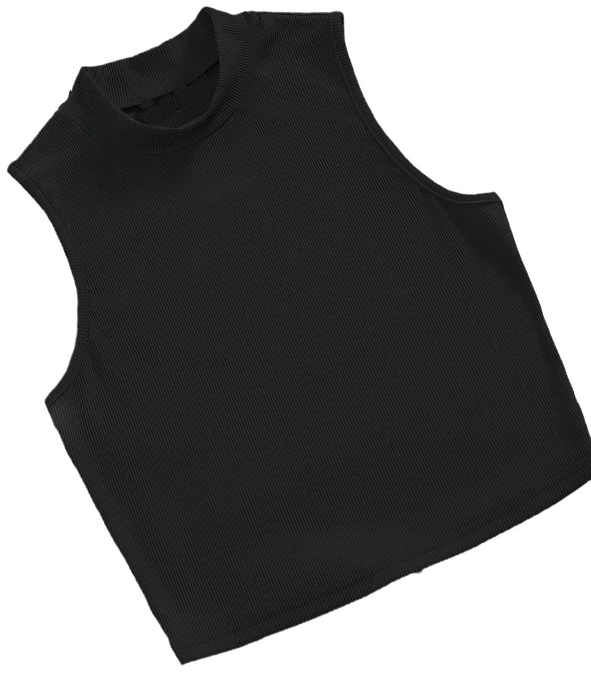 Black Basics Plain Rib-Knit Tank Women's Tank Tops Camis - Walmart.com