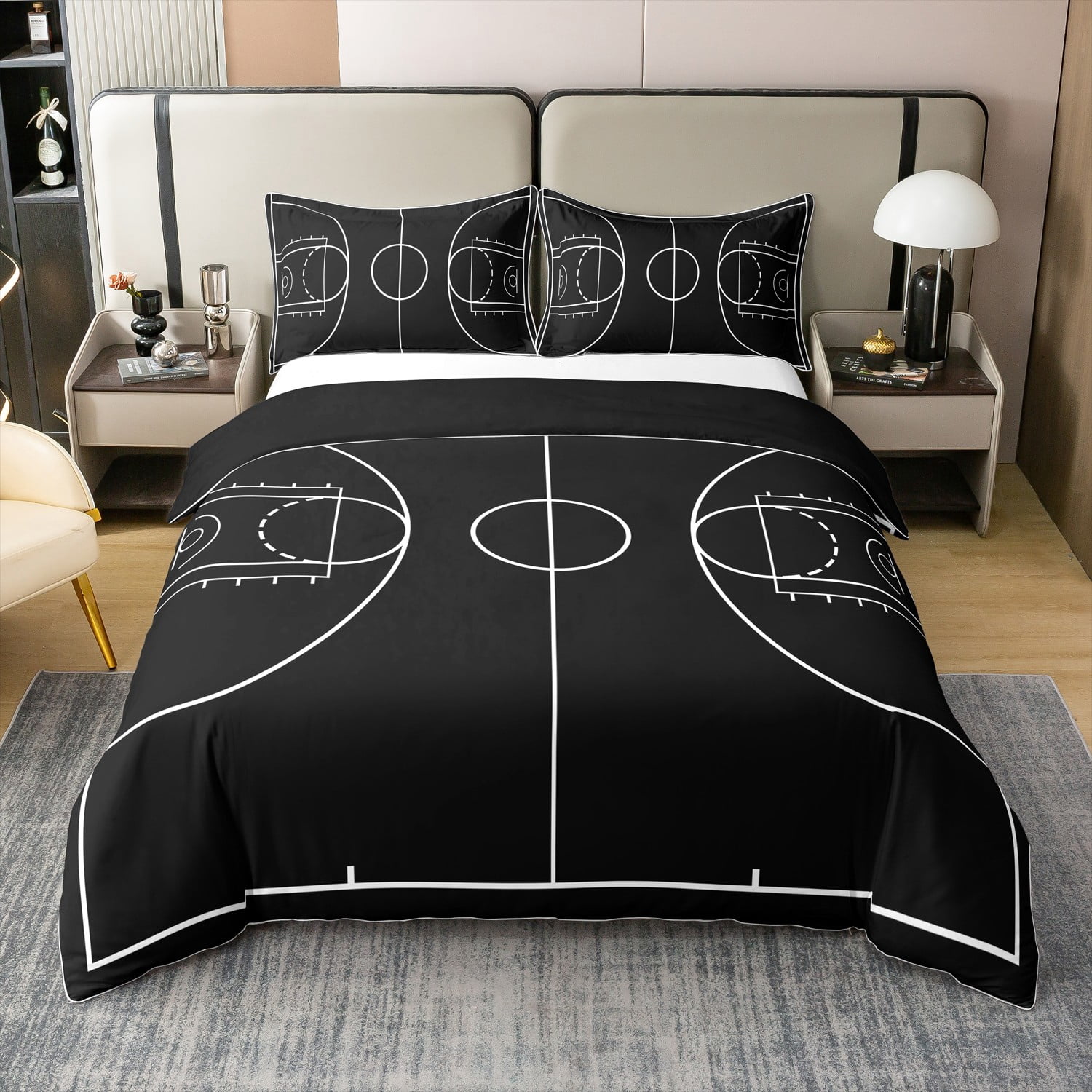 Black Basketball Duvet Cover Queen,Basketball Comforter Cover for Boys ...