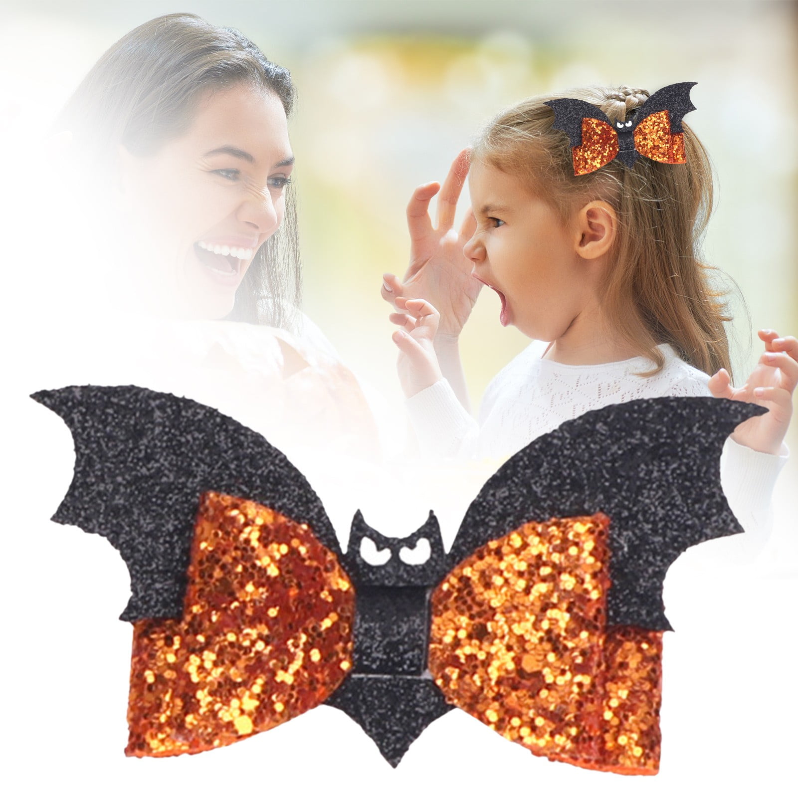 Black Bat Hair Bow Clips - Glitter Bat Hair Clip, Halloween Bows ...