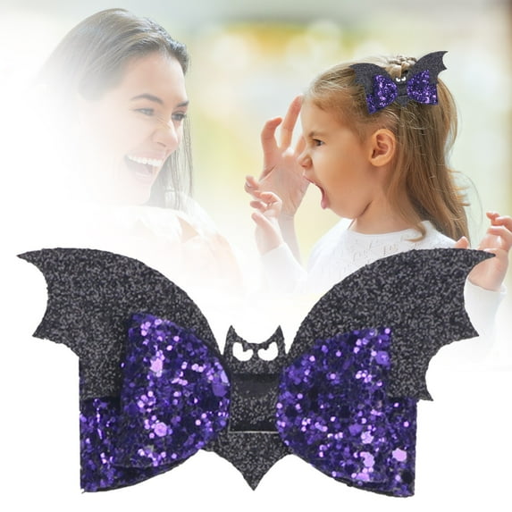 Black Bat Hair Bow Clips - Glitter Bat Hair Clip, Halloween Bows ...