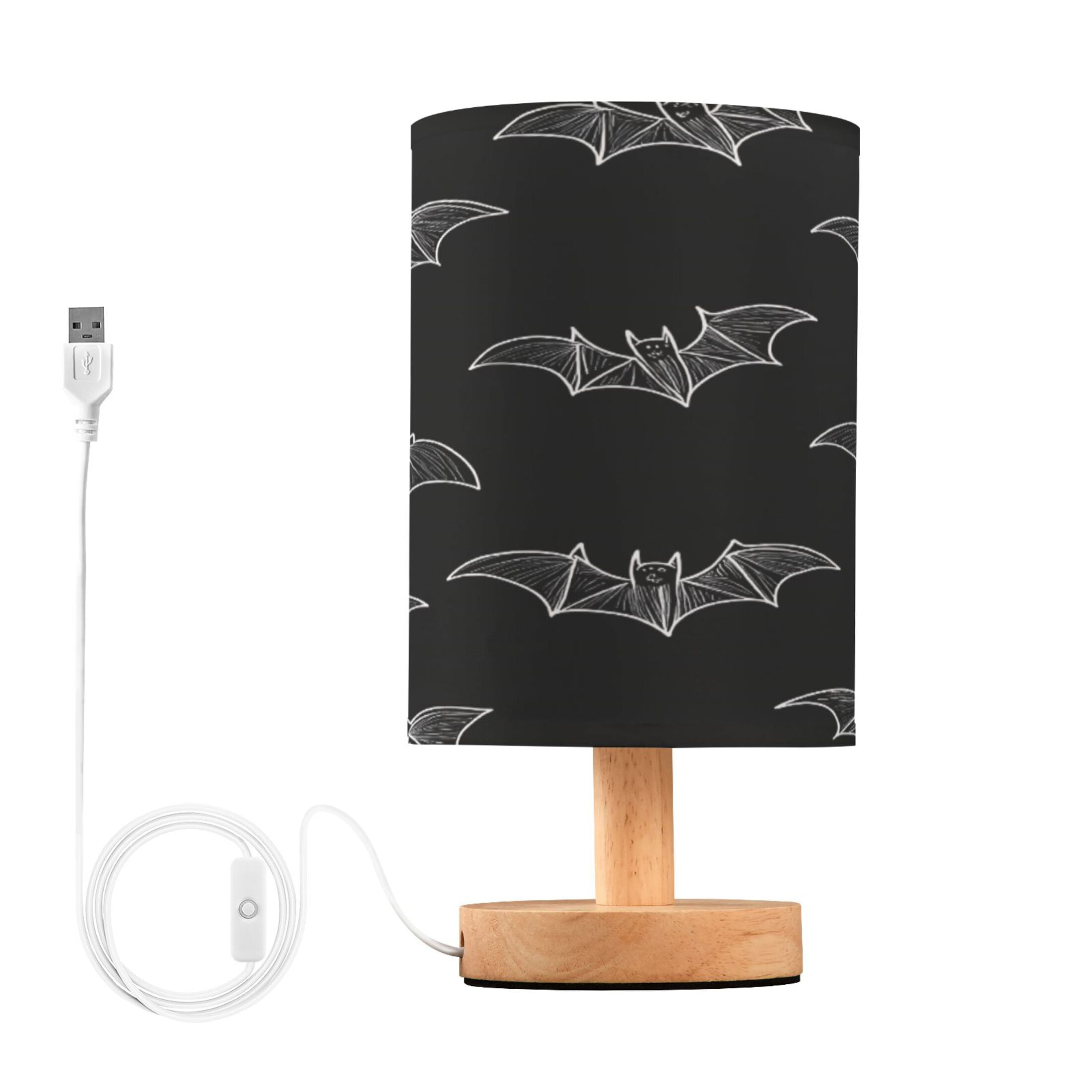 Black Bat USB Powered Canvas Shade Desk Lamp LED Light with Stable Base ...