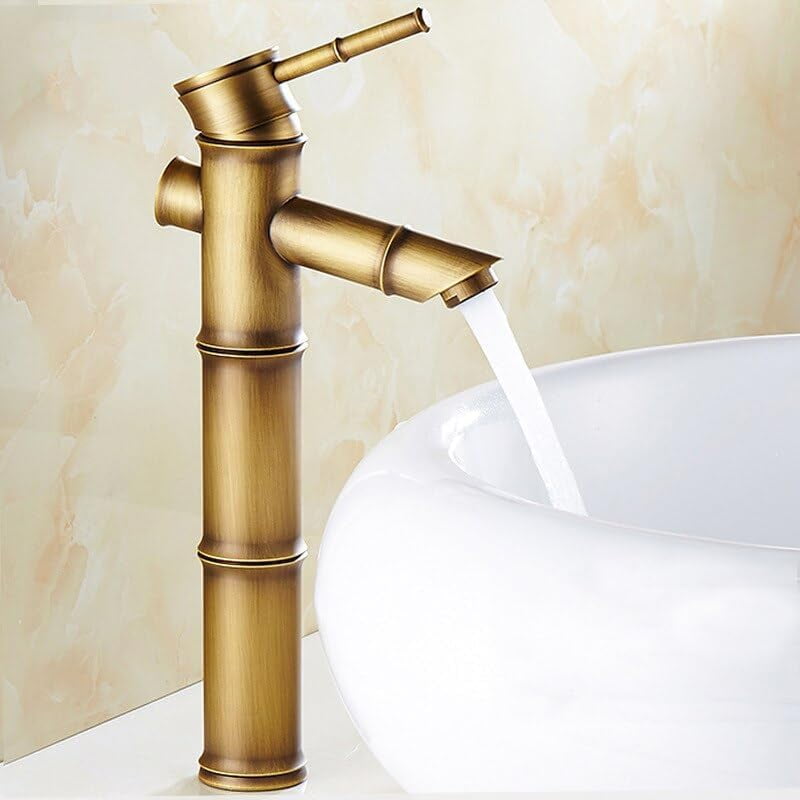 Black Bathroom Basin Faucet Bamboo Style Antique Sink Mixer Deck ...