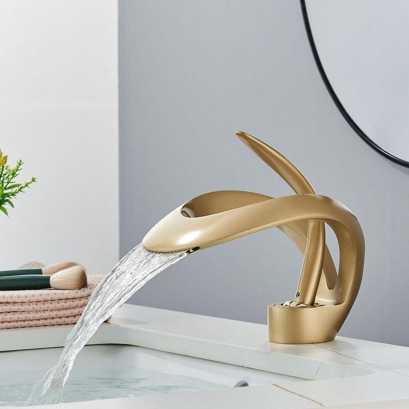 Black Bathroom Basin Faucet Brass Wash Sink Tap Waterfall Mixer Crane ...