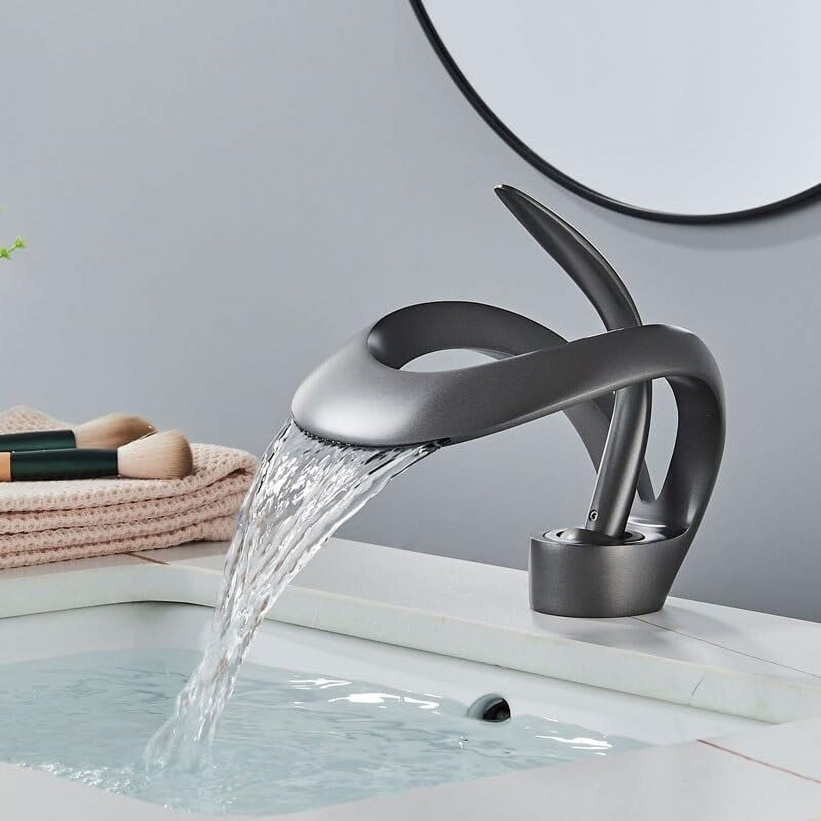 Black Bathroom Basin Faucet Brass Wash Sink Tap Waterfall Mixer Crane ...